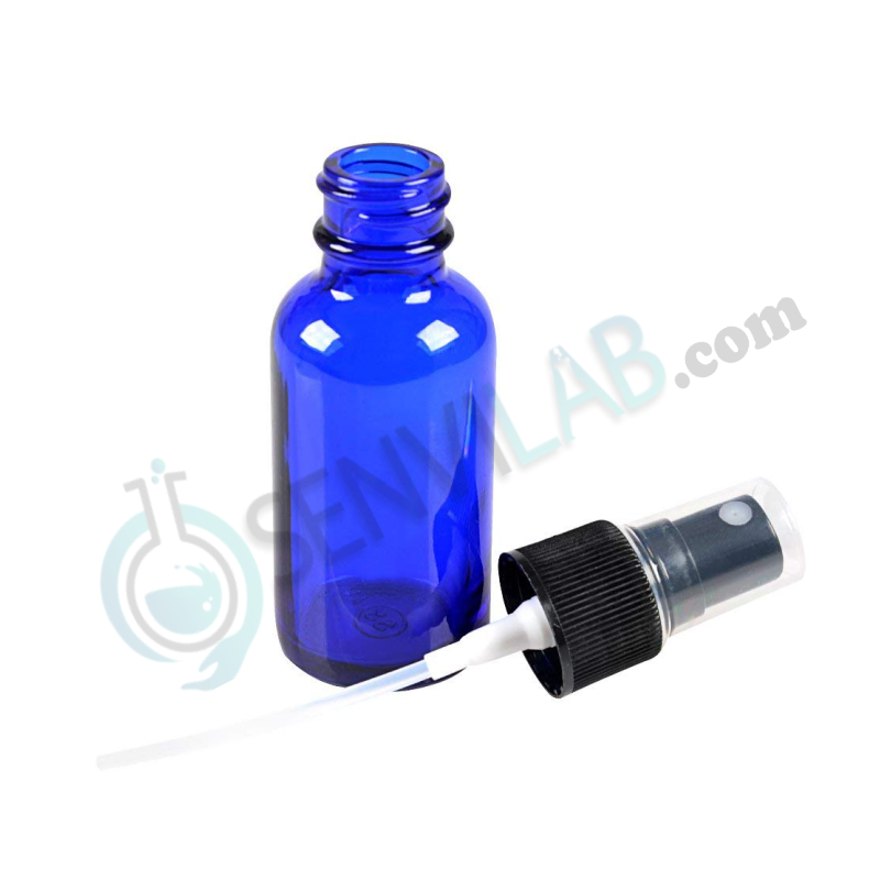 BOTELLA DE VIDRIO 30 ML AZUL DE CON ATOMIZADOR